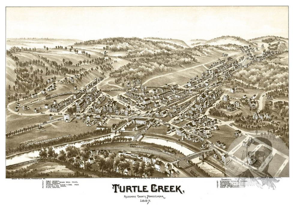 Old Map of Turtle Creek Pennsylvania 1897, Vintage Map Art Print, 18 ...