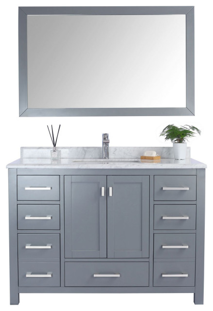 Laviva 313ANG-48G-WC Wilson 48" Grey Vanity With White Carrara ...