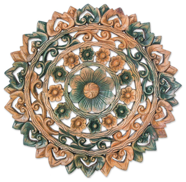 NOVICA Natural Windmill And Wood Relief Panel - Traditional - Wall ...