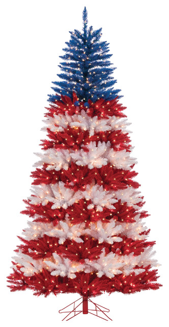 Patriotic America Tree With 1040 Clear Lights and 10 Twinke Lights, 7.5 ...