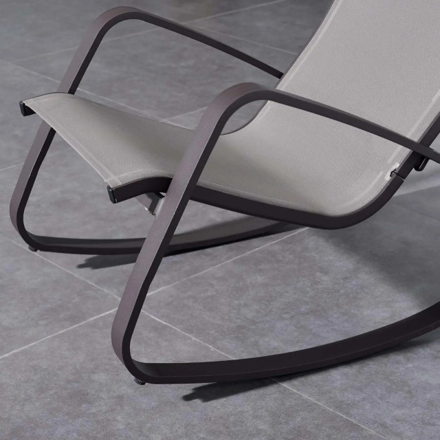 Modern Outdoor Rocking Chair, Metal Construction & Curved Sling Seat ...