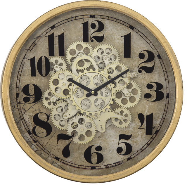 Gold Round Gear Clock - Industrial - Wall Clocks - by HedgeApple | Houzz