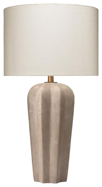 Minimalist Scalloped Column Cement Table Lamp 31 in Concrete Industrial ...