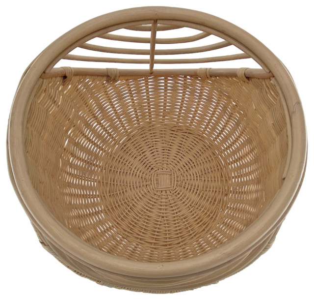 Spider Round Wicker Decorative Storage Basket, Natural - Tropical ...