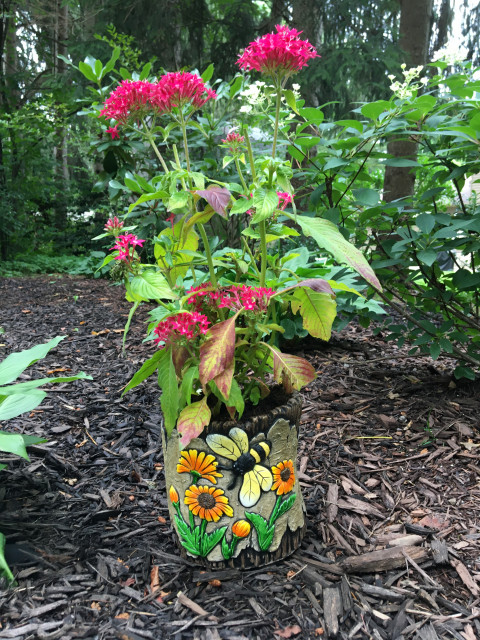 6" Cement Daisy Planter - Farmhouse - Outdoor Pots And Planters - by ...