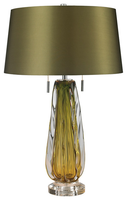 Modena 2-Light Table Lamp Green Green Fabric Shade - Contemporary ...