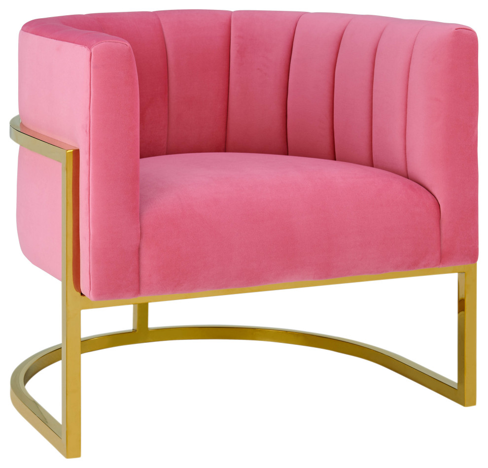 Magnolia Rose Pink Velvet Chair - Pink - Contemporary - Armchairs And ...