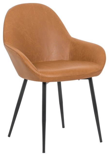 Tan Leather Dining Chair - Midcentury - Dining Chairs - by AFB Decor ...