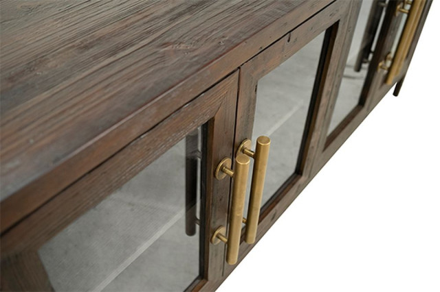 108″ Dark Long Sideboard Cabinet - Industrial - Buffets And Sideboards ...