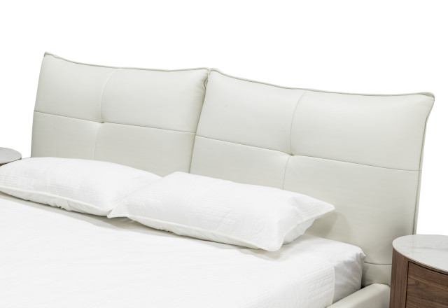 Modrest Patrick Modern White Leather Bed, Queen - Transitional ...