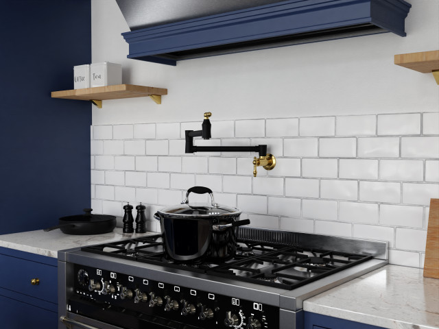 24" Wall Mounted Pot Filler With Dual Swivel, Matte Black and Brushed ...