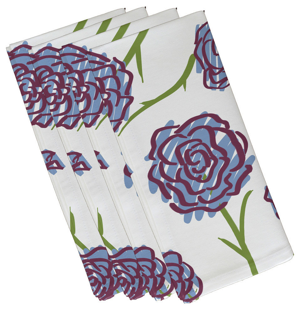 Spring Floral 1, Floral Print Napkin, Set of 4 - Contemporary - Napkins ...