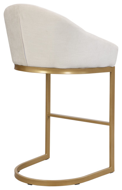 Torano 26" Upholstered Counter Stool, Cream/Gold - Contemporary - Bar ...