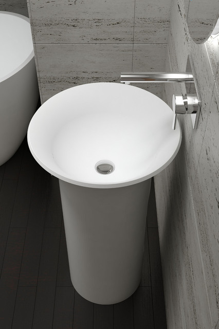 18" Polystone Free-Standing Bathroom Sink, Glossy White, No Faucet ...