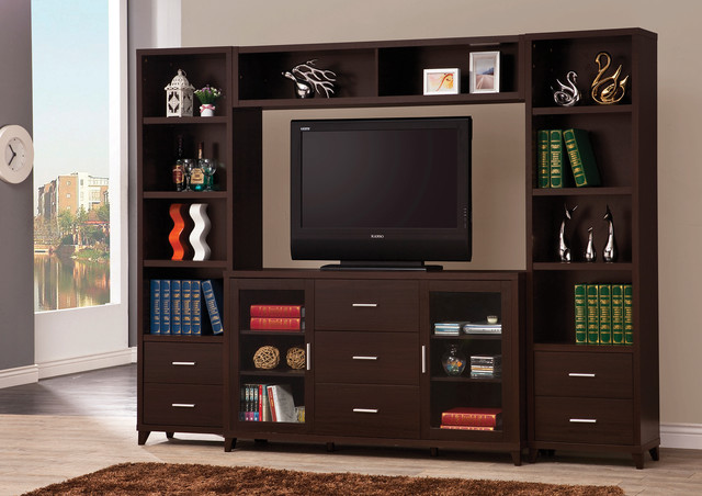 Benzara BM184882 Modern Style TV Console With Multi Drawers, Cappuccino ...