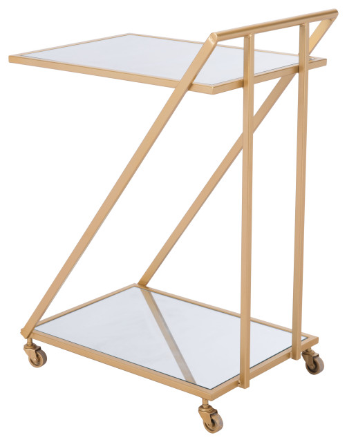Alto Bar Cart Mirror and Gold - Contemporary - Bar Carts - by Zuo ...
