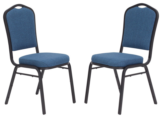 Set of 2 Dining Chair, Cushioned Fabric Seat With Crown Backrest ...