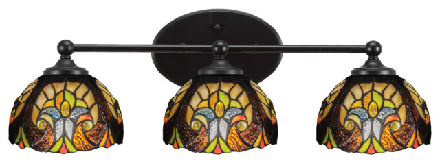 Capri 3-Light Bath Bar, Matte Black/Ivory Cypress Art - Victorian ...