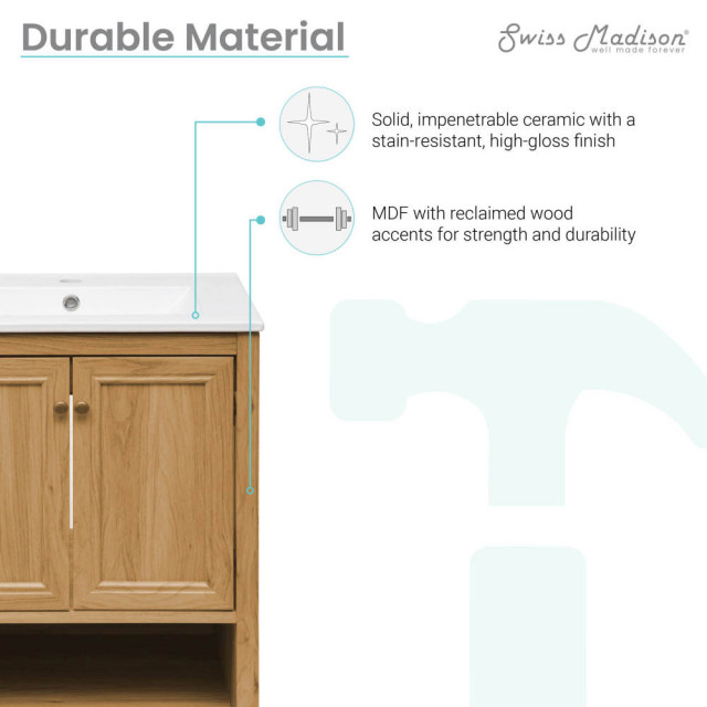 Chateau 24" Bathroom Vanity, Natural Oak, 24 x 24 - Transitional ...