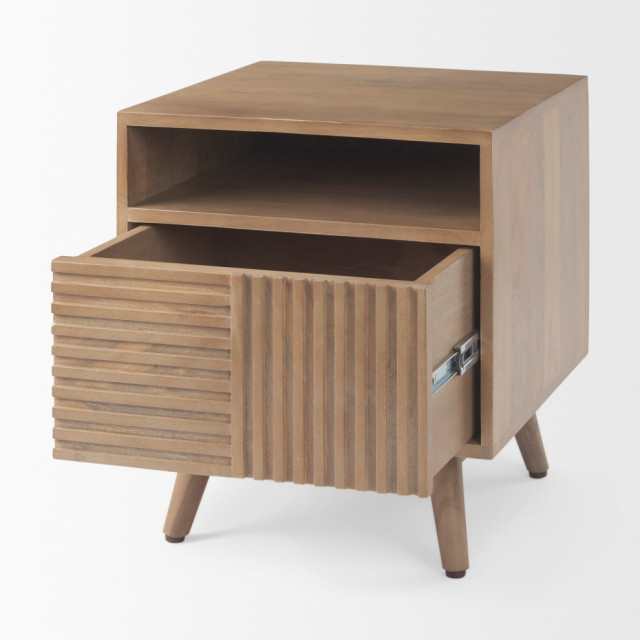 Sable Light Brown Solid Wood Side Table - Midcentury - Side Tables And ...