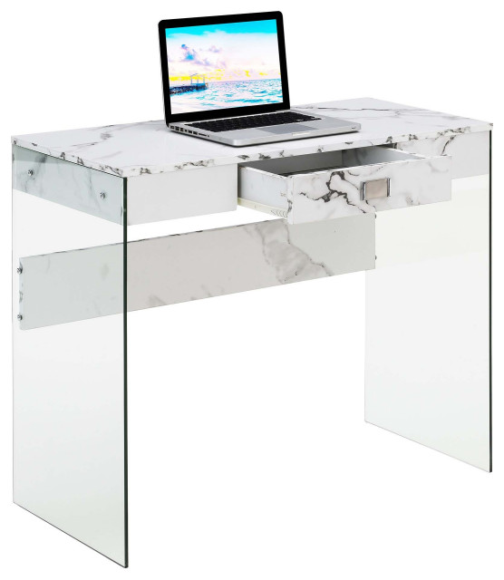 Soho 1 Drawer Glass 36 Inch Desk - Contemporary - Desks And Hutches ...