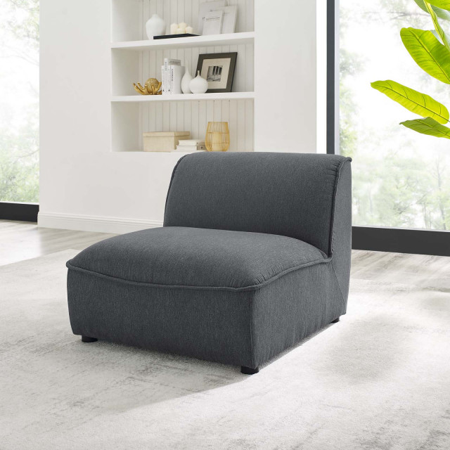 Sofa Middle Chair, Fabric, Dark Gray, Modern, Living Lounge Hospitality ...