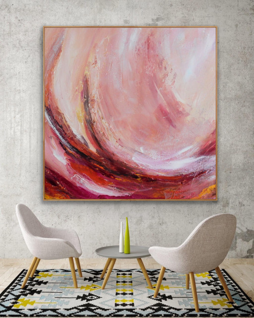 "Blush" 60x60 inches Red Contemporary Art Large Modern Painting ...