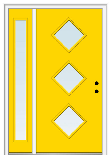 51"x81.75" 3-Lite Diamond Clear LH Inswing Fiberglass Door With ...