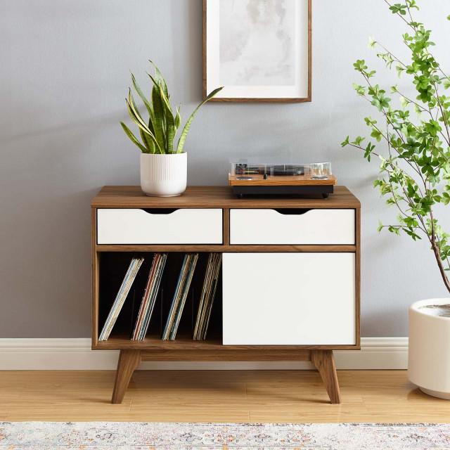 Sofa Side Table Display Stand, Wood, Brown Walnut White, Modern, Lounge ...