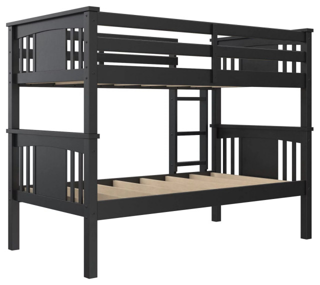 Classic Twin Bunk Bed for Kids, Convertible with Slatted Support and ...