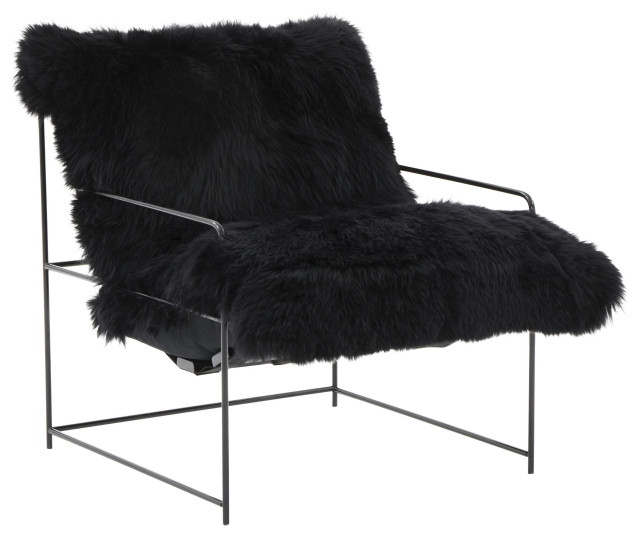 Kimi Black Genuine Sheepskin Chair - Contemporary - Dining Chairs - by ...