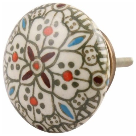 Set of 4 Multi-Colored Floral Ceramic Drawer Knobs - Traditional - Cabinet And Drawer Knobs - by ...