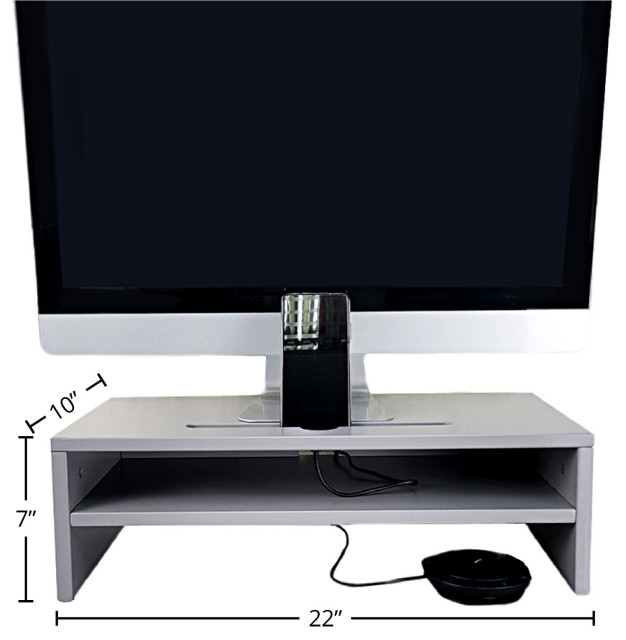 POW Furniture Monitor Stand Riser With Phone Stand & Cable Management ...