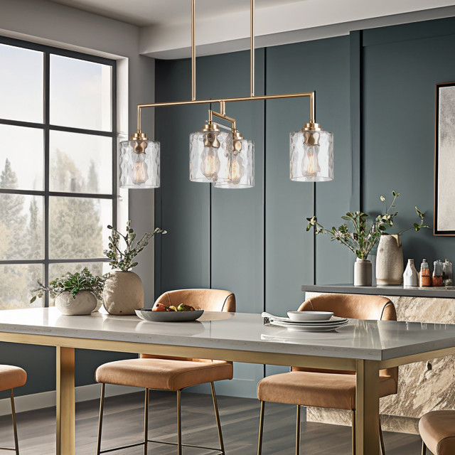 Kira Home Monroe 28" Island Light, Free Swinging Center Arm, Hammered ...