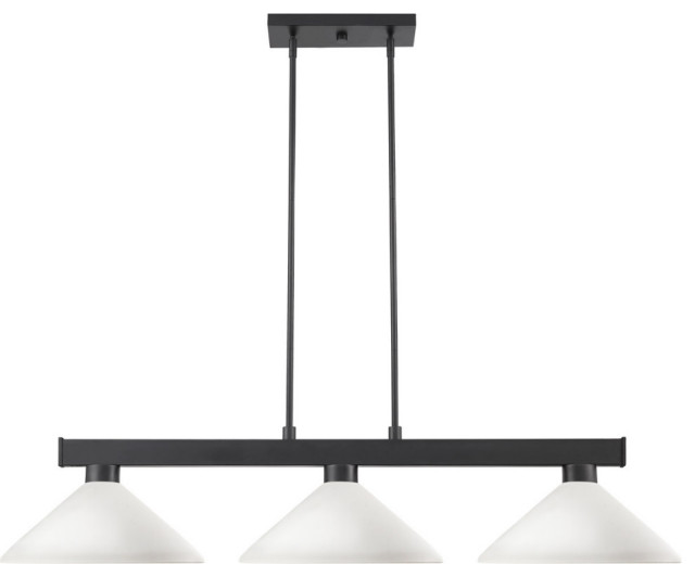 Cobalt 3-Light Linear Pendant Light In Matte Black - Transitional ...