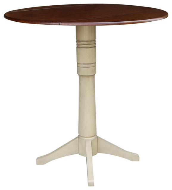 Round Dual Drop Leaf Pedestal Table - Contemporary - Outdoor Dining ...