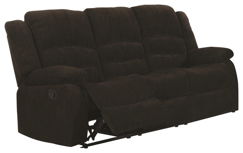 Coaster Gordon Transitional Chenille Motion Sofa in Chocolate ...