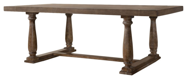 Wooden Dining Table With Rectangular Shape and Angled Legs, Brown ...