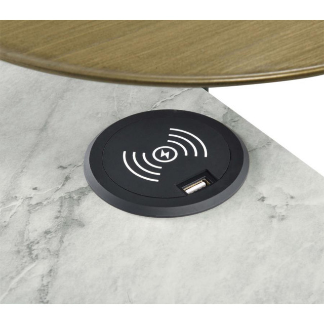 3 Tiers Side Table With Wireless Charger, White and Black ...