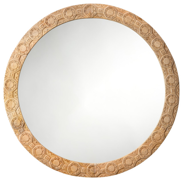 Relief Wood Carved Round Mirror - Traditional - Wall Mirrors - by Jamie ...