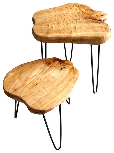 Welland Rustic Cedar Wood Stump Side Tables, Set of 2 - Rustic - Side ...