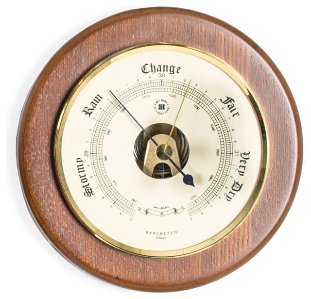 Barometer on 5" Cherry Wood With Brass Bezel - Contemporary ...