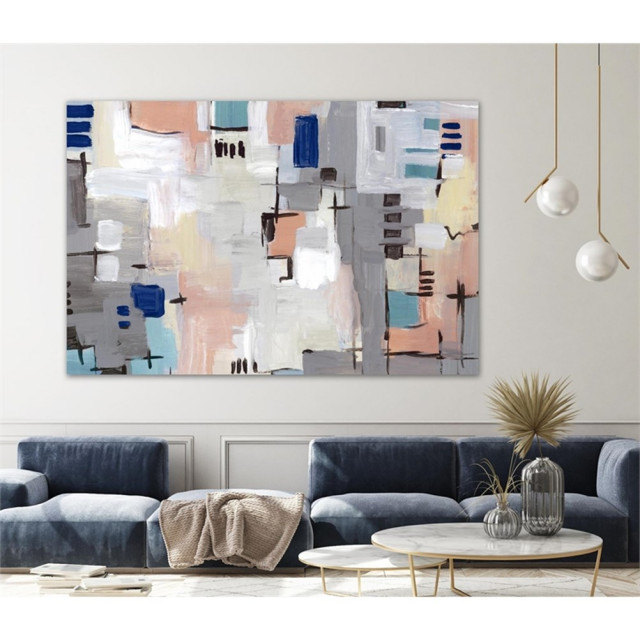 Giant Art 84x54 Intertwining Grid I Fine Art Giant Canvas Print in ...