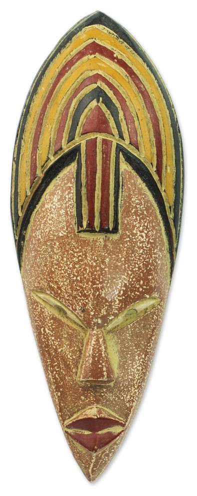 Joyfulness Is A Crown African Wood Mask, Ghana - Southwestern - Wall ...