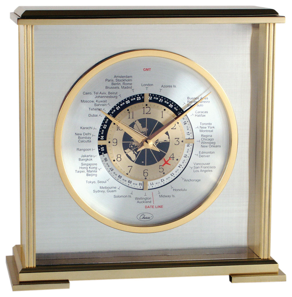 Aviator World Time Mantel Clock by Chass - Transitional - Desk And ...