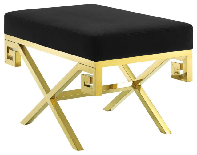 Winston Black Velvet Performance Velvet Bench - Contemporary ...