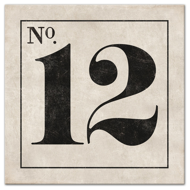 Vintage Number 12 Sign Canvas Wall Art, 24x24 - Contemporary - Prints ...