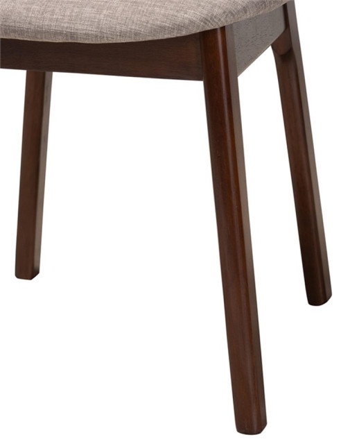 Baxton Studio Darrion Grey Fabric and Brown Wood 2-Piece Dining Chair ...