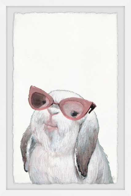 "Posh Bunny" Framed Painting Print, 16"x24" - Contemporary - Prints And ...