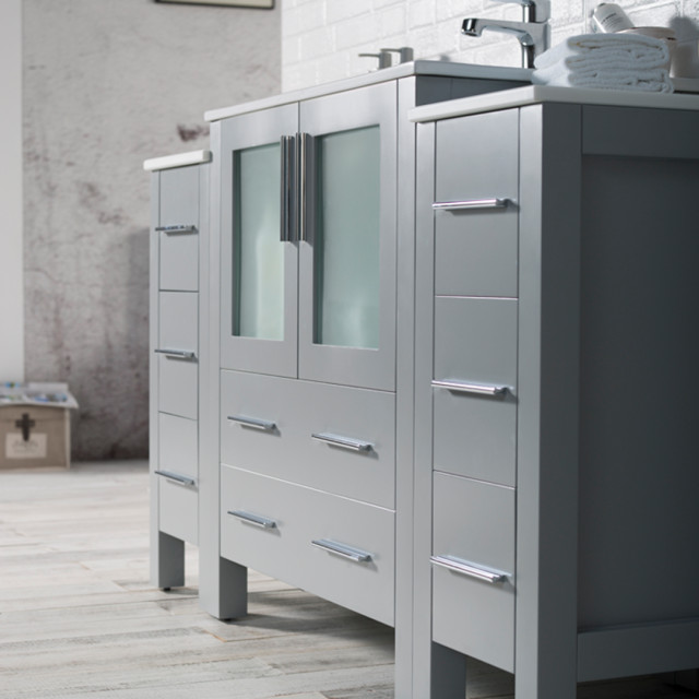 Sydney 54" Vanity With Ceramic Sink, Metal Gray - Contemporary ...